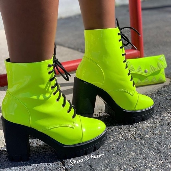 Shoes | Lime Patent Heeled Boot | Poshmark